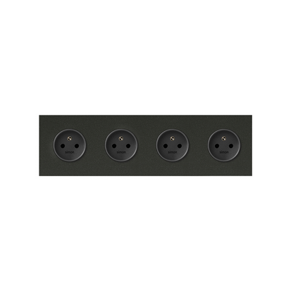 KONTAKT SIMON - Panel 4-krotny: 4 gniazda zasilające; czarny mat ...